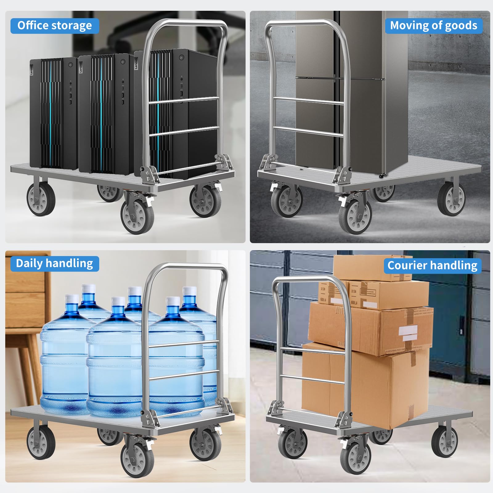 Flatbed Dolly Carts with Wheels, Folding Heavy Duty Platform Truck,Hand ...