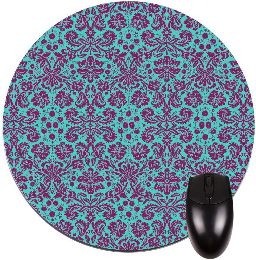 Amazon.com: Purple and Blue Damask Pattern- Round Mouse pad - Stylish ...