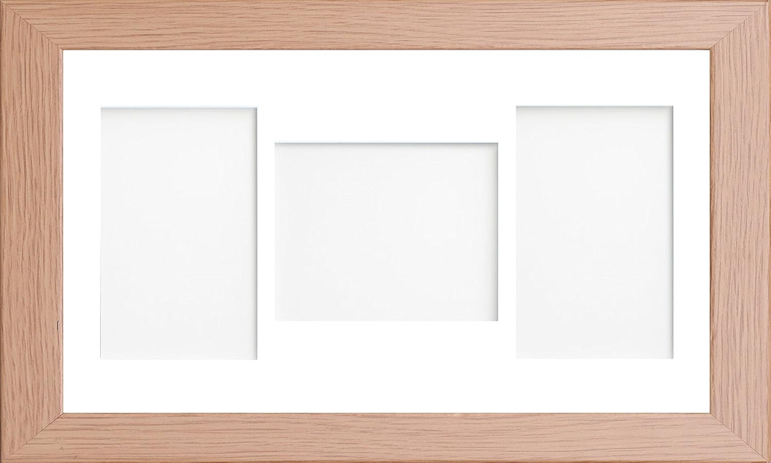 Online2Home Oak Multi Aperture Collage Picture Photo Frame With White ...