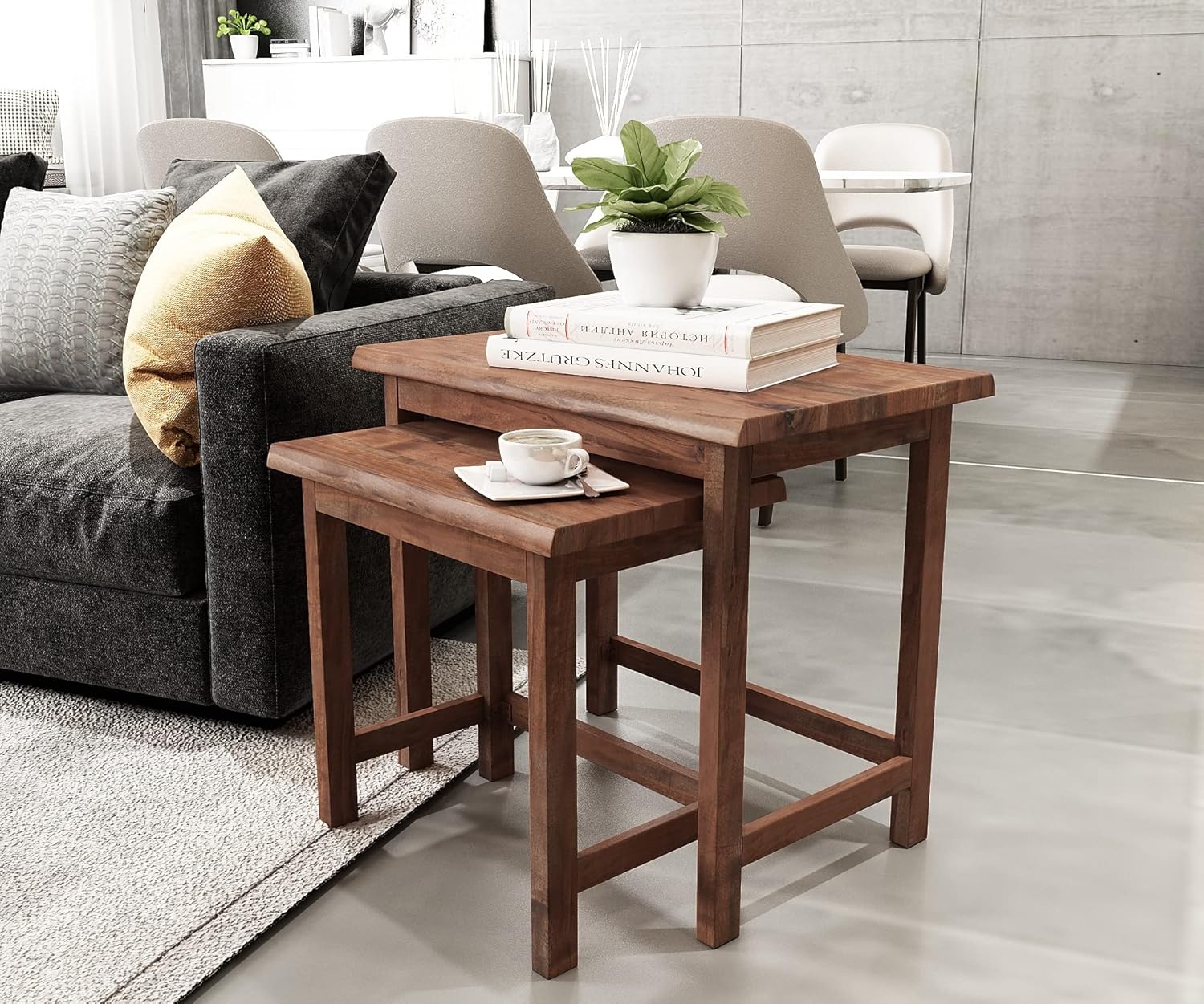 Amazon.com: Audrey Living Rectangle Solid Wood Nesting Table, Set of 2 ...
