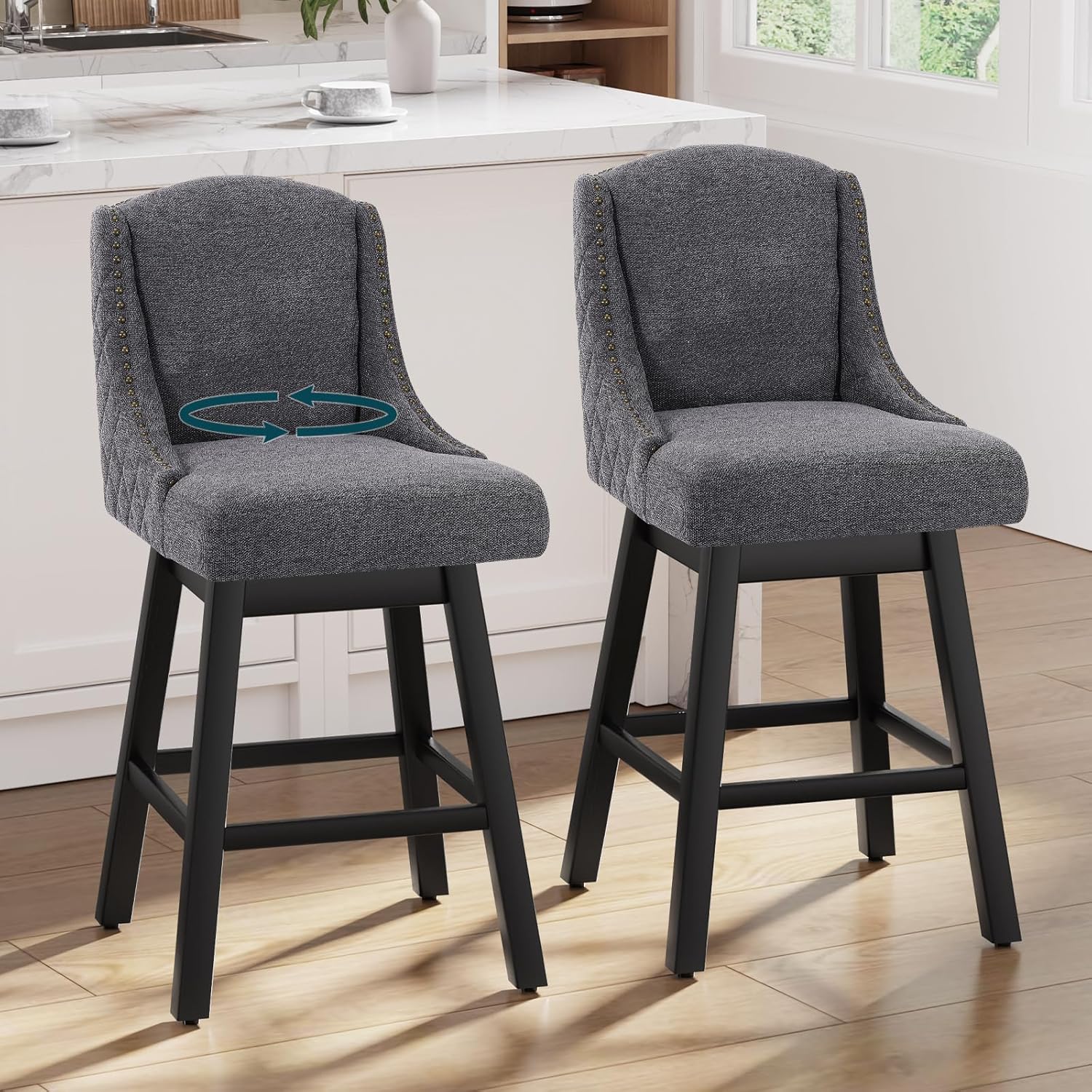 Amazon.com: Raynesys Counter Height Bar Stools Set of 2, Upholstered ...