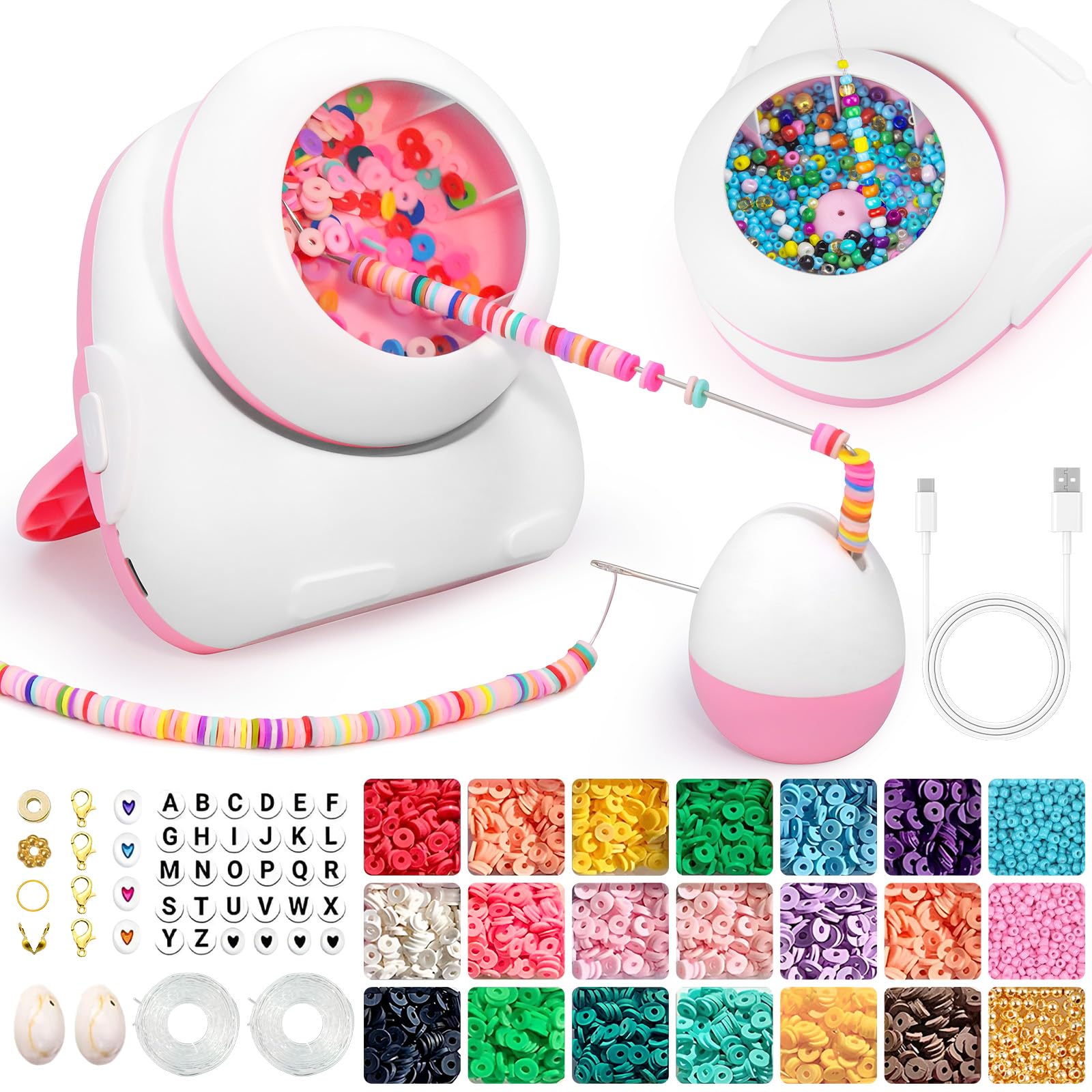 Pskfvre Electric Bead Spinner,Cordless Automatic 2-in-1 Clay Bead ...