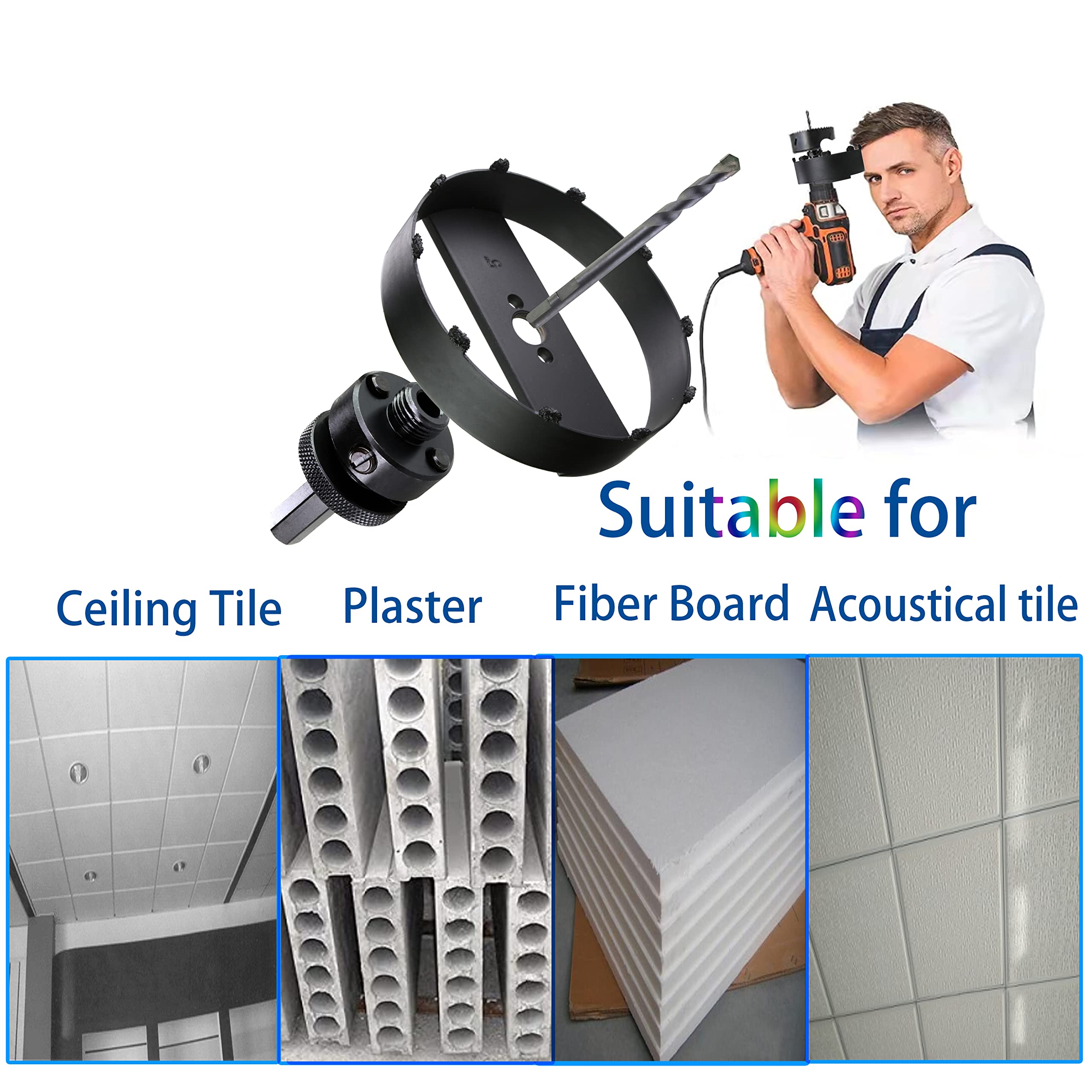 Recessed Light 6-3/8 Inch Carbide Hole Saw Cutter with Extra Gift for 6 ...