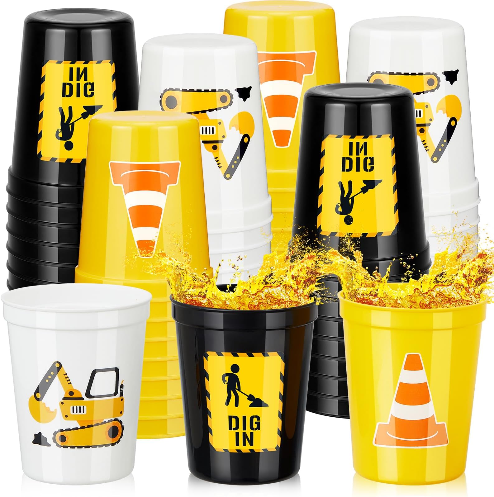 Amazon.com: WILLBOND 120 Pcs Construction Party Cups Construction Party ...