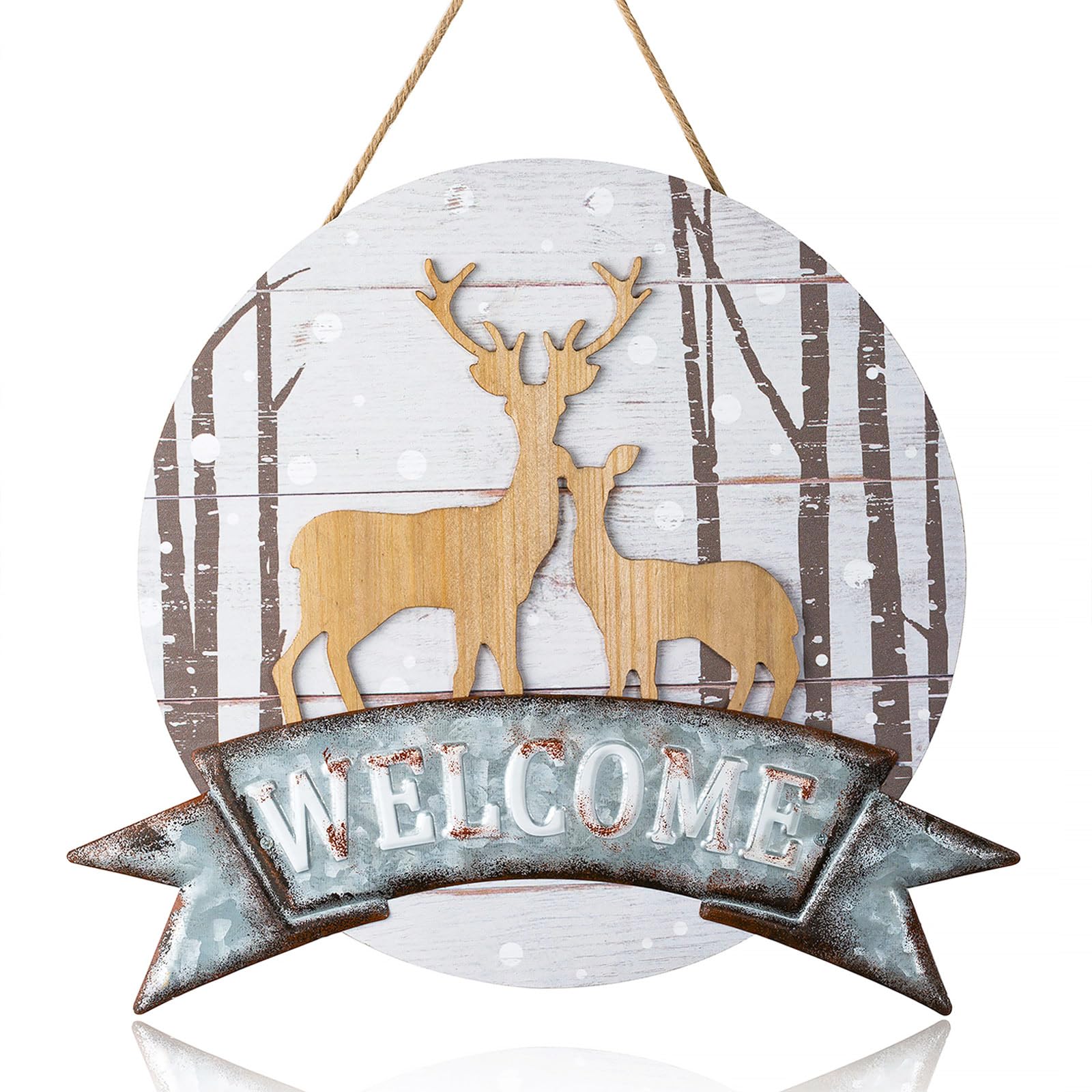 Amazon.com: Christmas Deer Winter Door Sign Decor - Walasis 3D Reindeer ...
