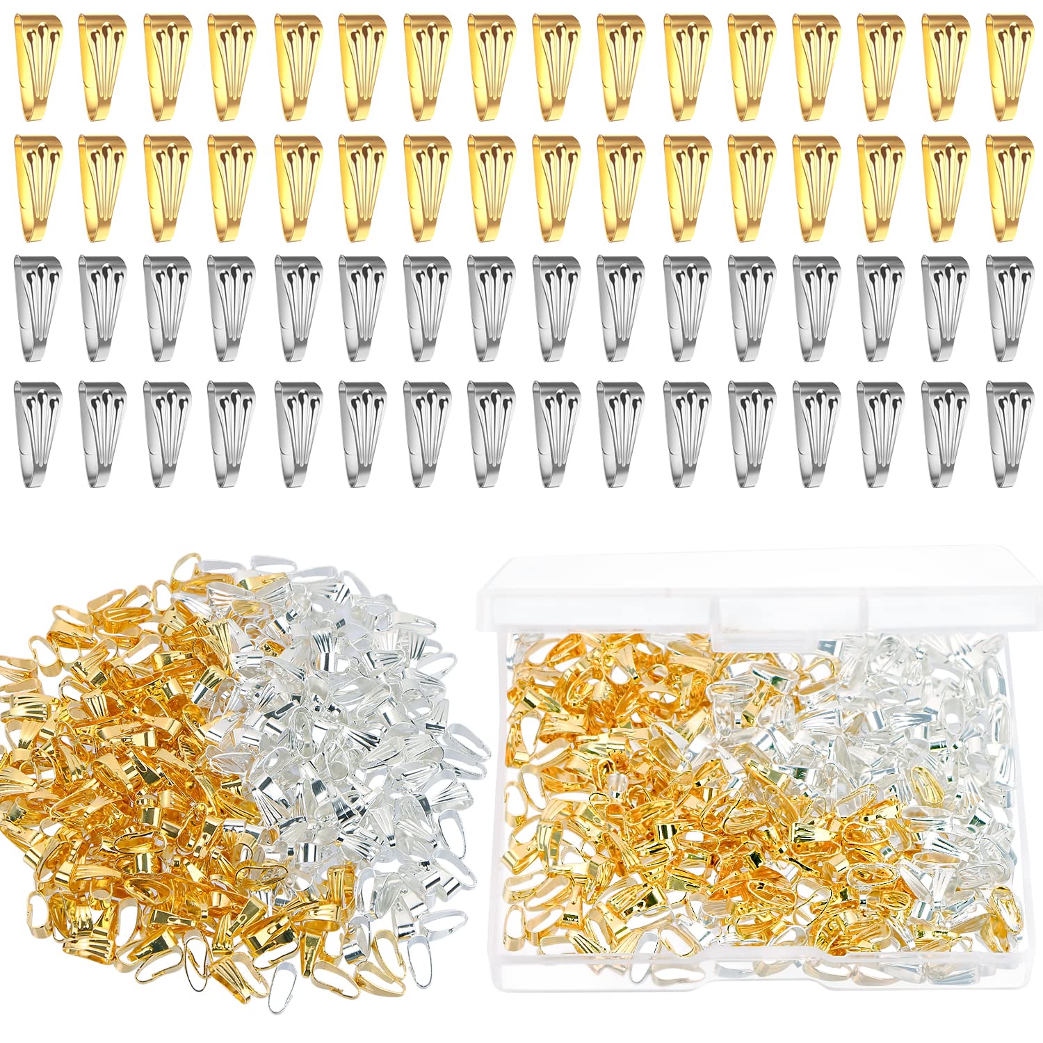 Amazon.com: BENBO 400PCS Pinch Bails for Jewelry Making, Snap Bail Jump ...