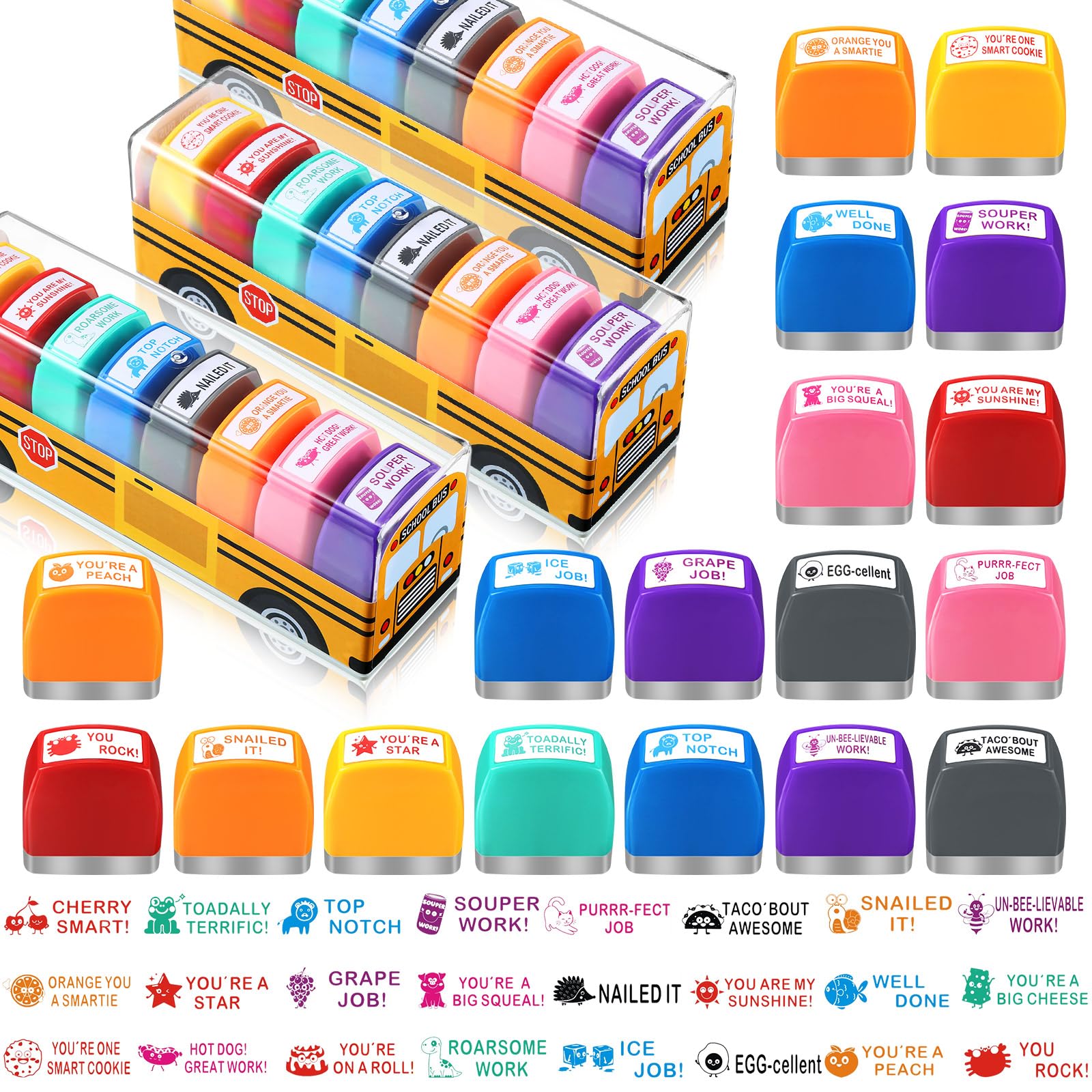 Amazon.com : Feifeiya 24 Pcs Teacher Stamps for Classroom with Storage ...