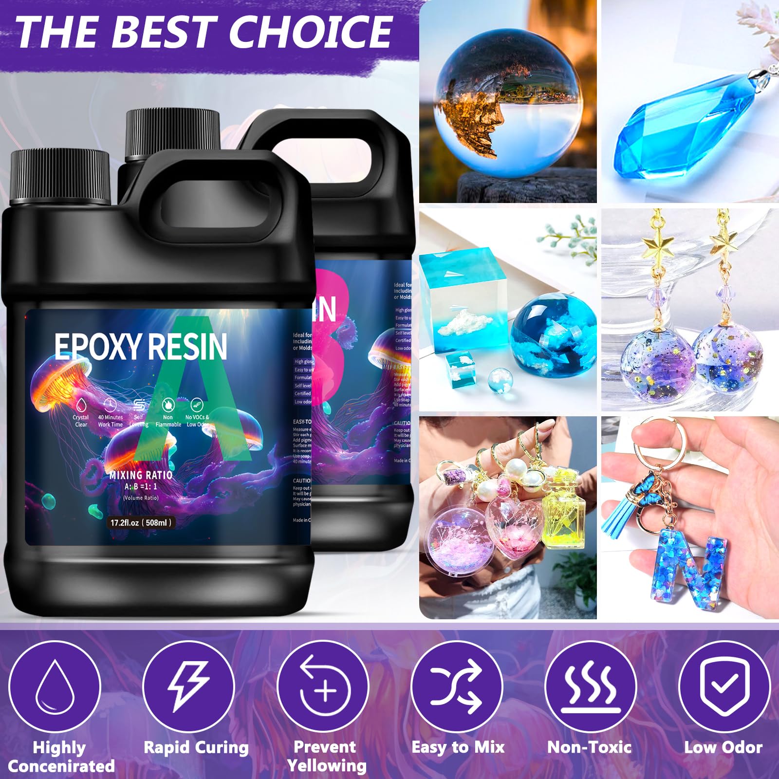 ZHHGOO Resina Epoxi Kit, 1016ml Resina Epoxi Transparente, 1: 1 Kit Re...