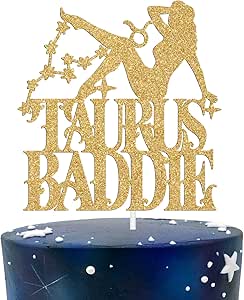 Amazon.com: RLXPT Gold Glitter Taurus Baddie Cake Topper, Big Taurus ...