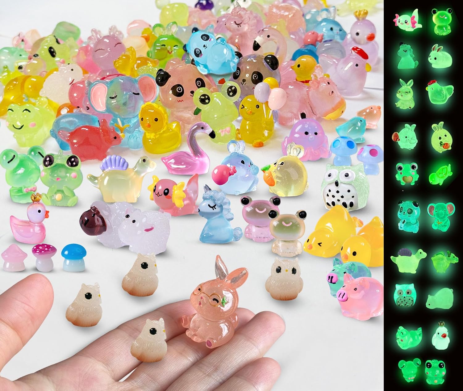 Amazon.com: SparkleFab 130 Pcs Luminous Mini Resin Animals Tiny Animals ...