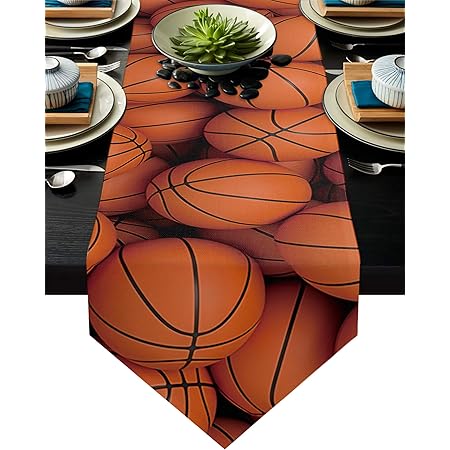 Amazon.com: Linen 13x72'' Basketball Table Runner March Madness Decor ...