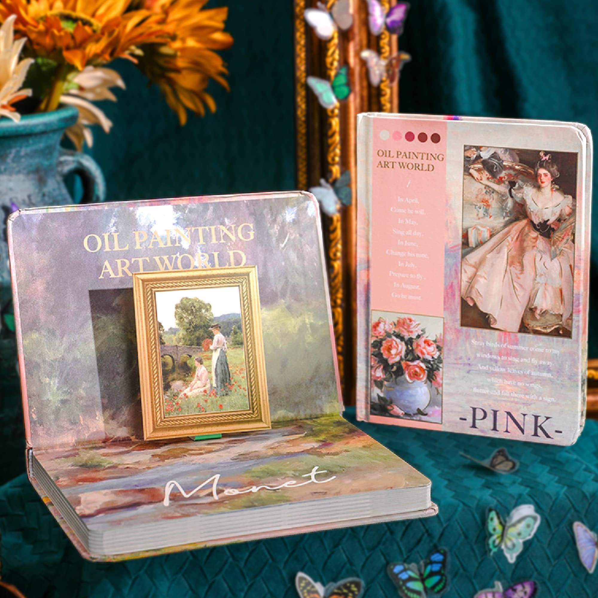 Amazon.com : Aromoty Vintage Oil Painting B6 Notebook (Pink-Vintage ...