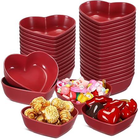 Amazon.com: Set of 12 Heart Shaped Bowls Ceramic Pink Dishes Heart ...