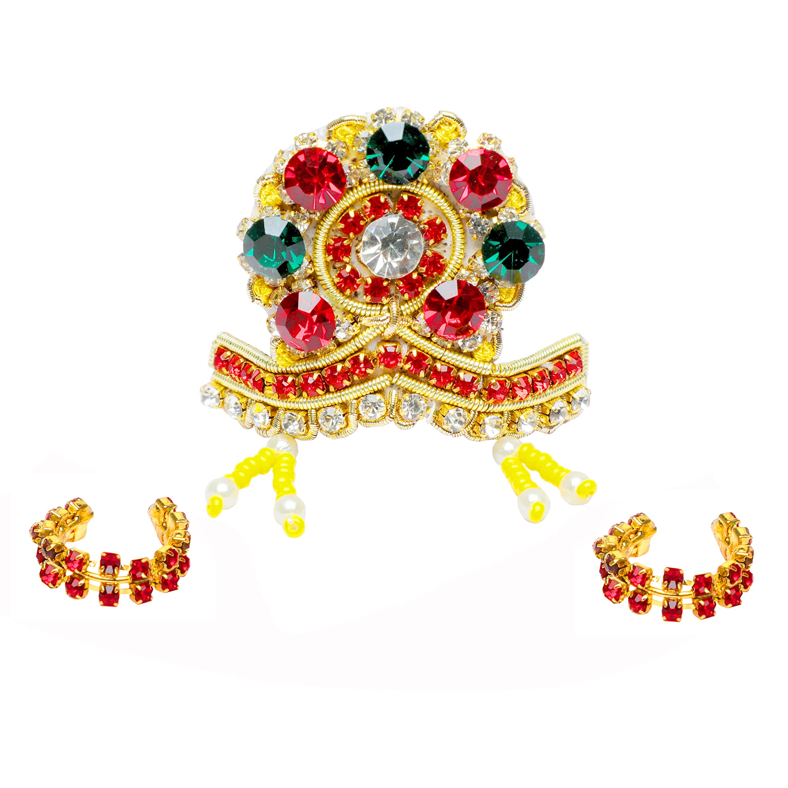 Krishna Clothes Bal Gopal Designer Ladoo Gopal Mukut & Bangles Set For ...