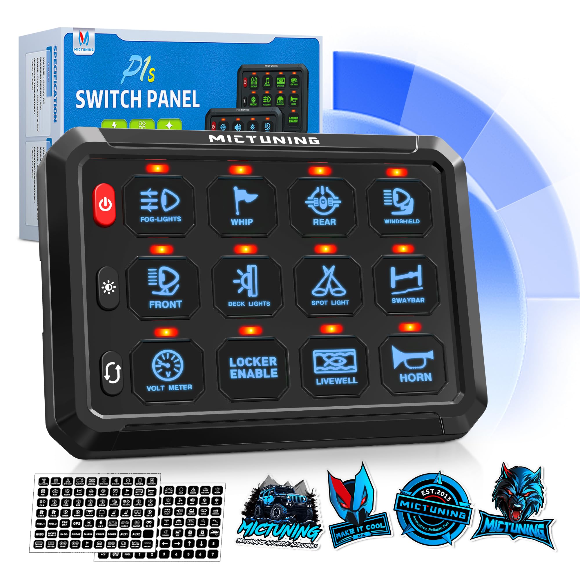 Snapklik.com : MICTUNING 12 Gang Switch Panel P1S B12X High Power Multifunction Pulse/Strobe ...