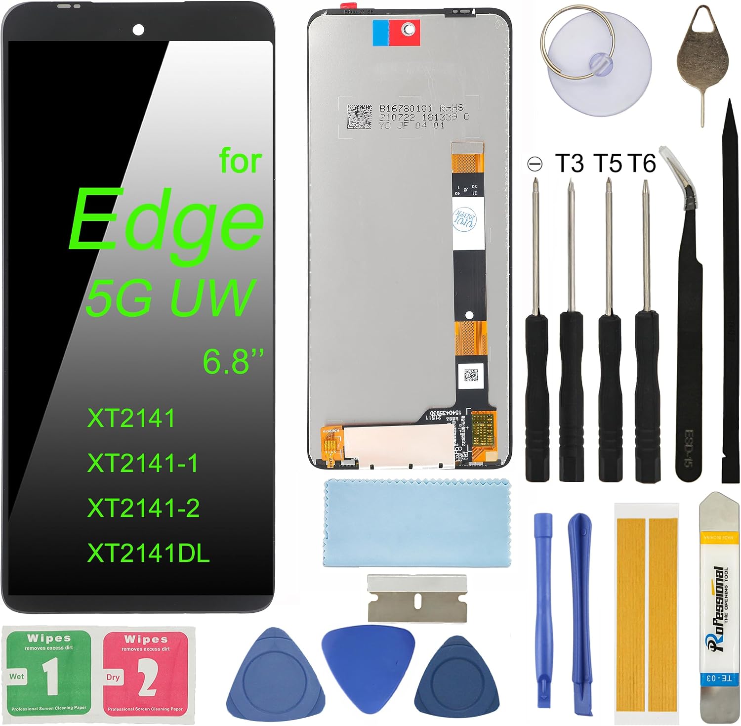 Amazon.com: Screen Replacement for Moto Edge 5G UW 2021 6.8'' XT2141 ...