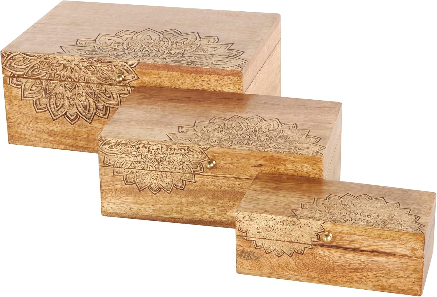 Amazon.com: Deco 79 Mango Wood Floral Handmade Decorative Box Storage ...