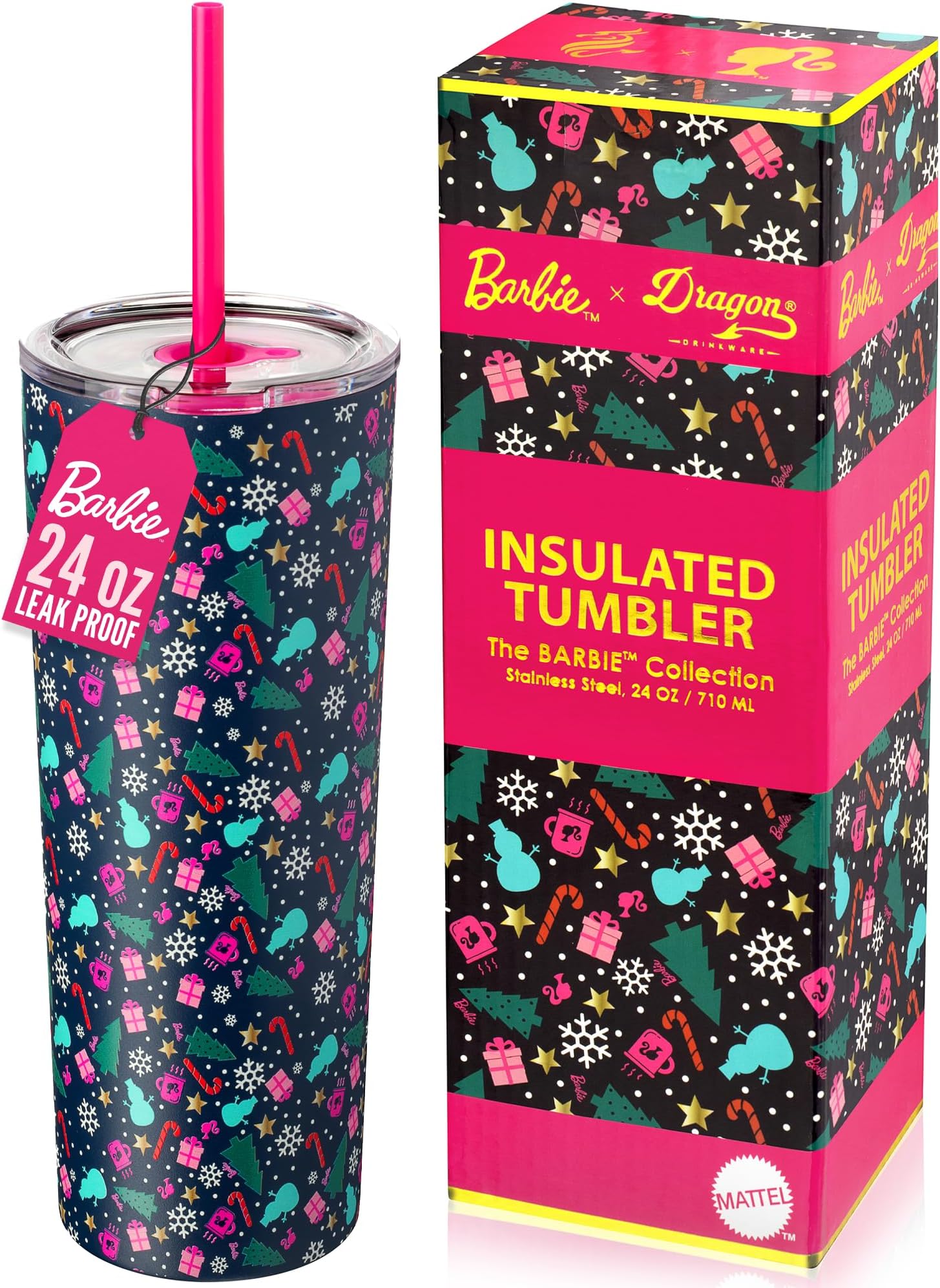 Amazon.com: Dragon Glassware x Barbie 24 oz Insulated Stainless Steel ...
