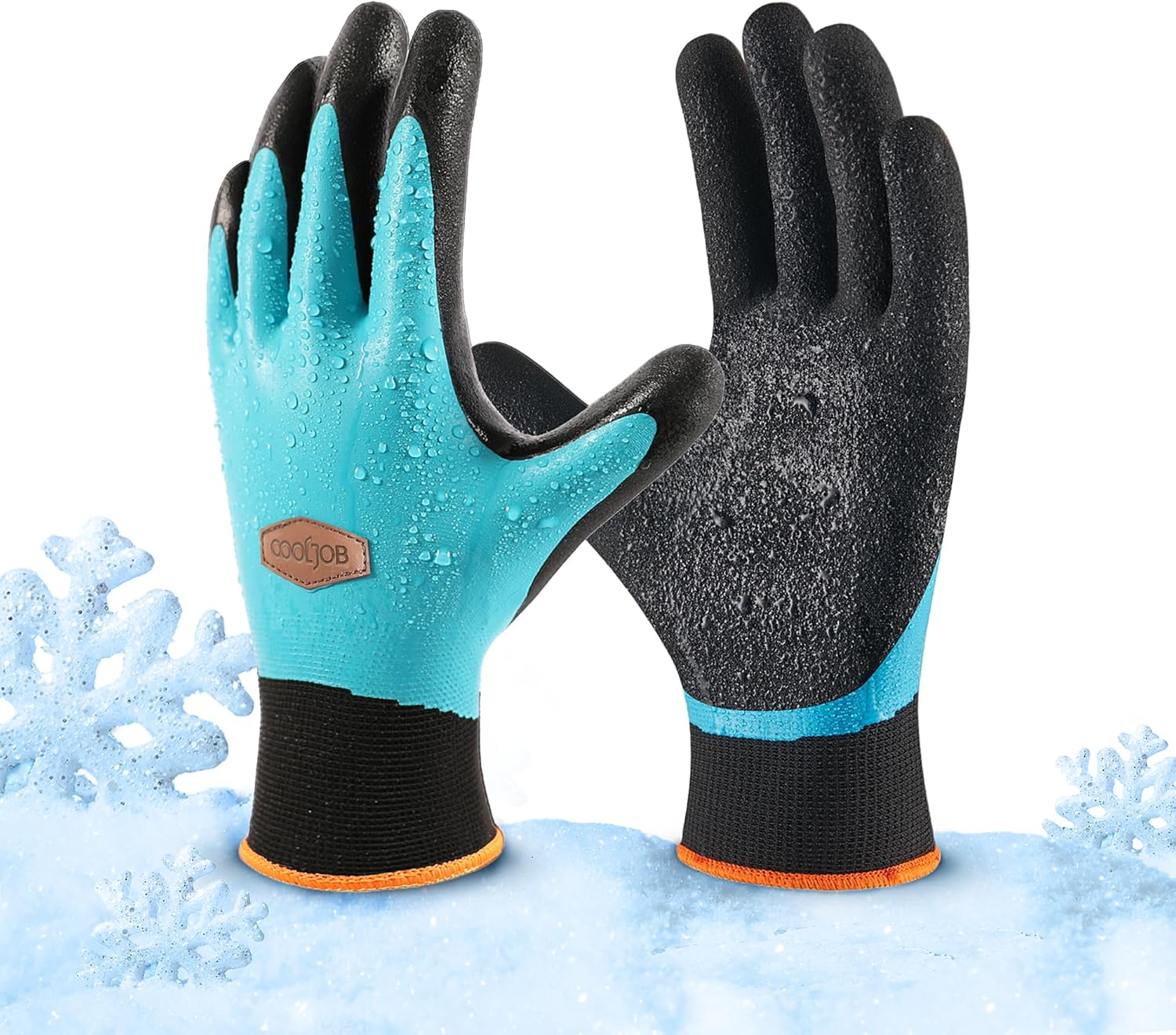 COOLJOB Waterproof Winter Work Gloves for Men and Women, Double Coated Rubber with Grip, Warm ...