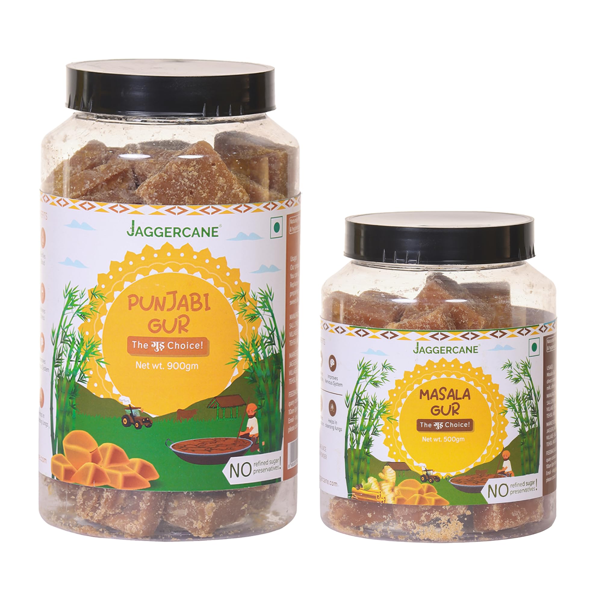 Jaggercane Combo of Jaggery Solid (900gm) & Masala Jaggery (500gm ...