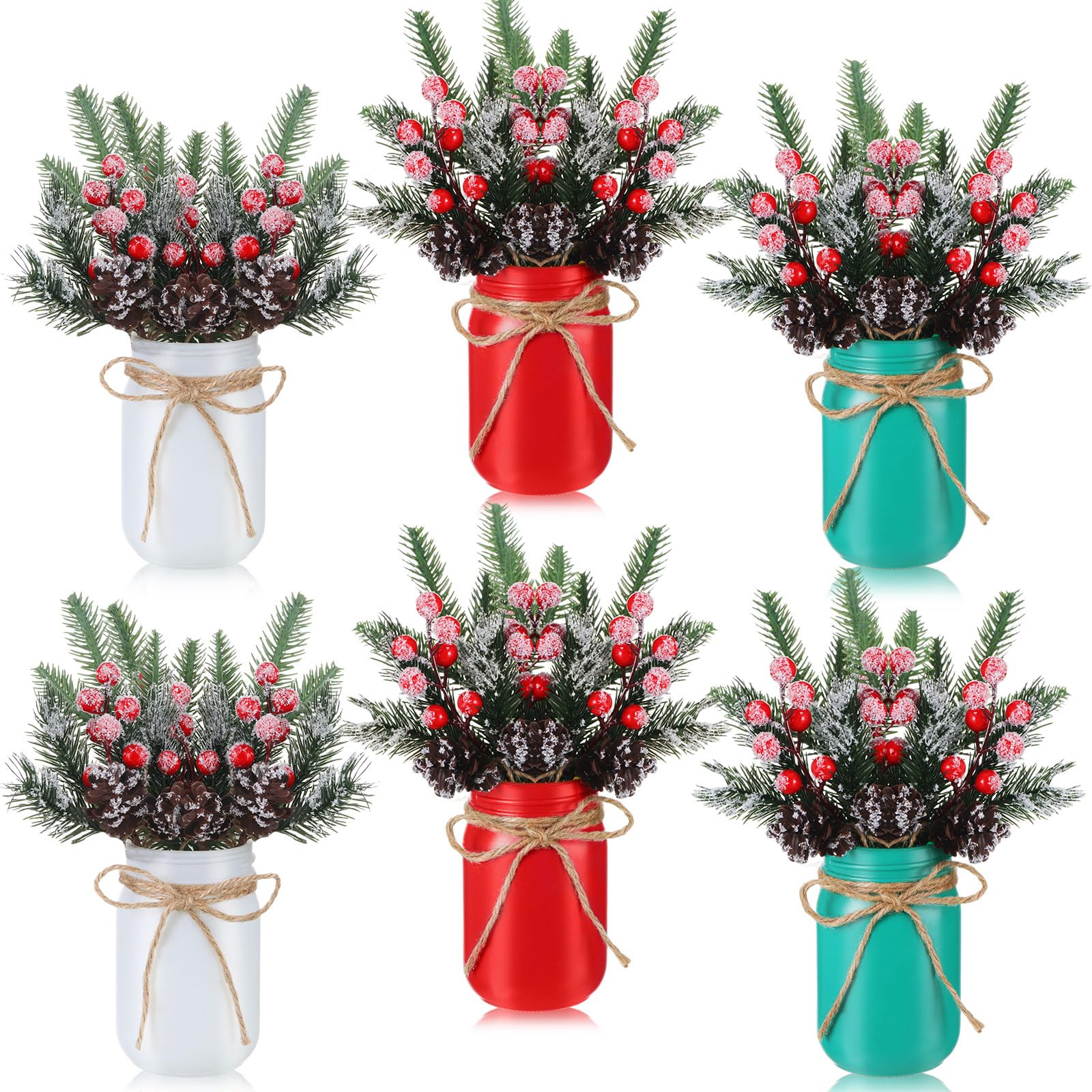 Amazon.com: Maxcheck Set of 6 Christmas Mason Jar for Centerpieces with ...