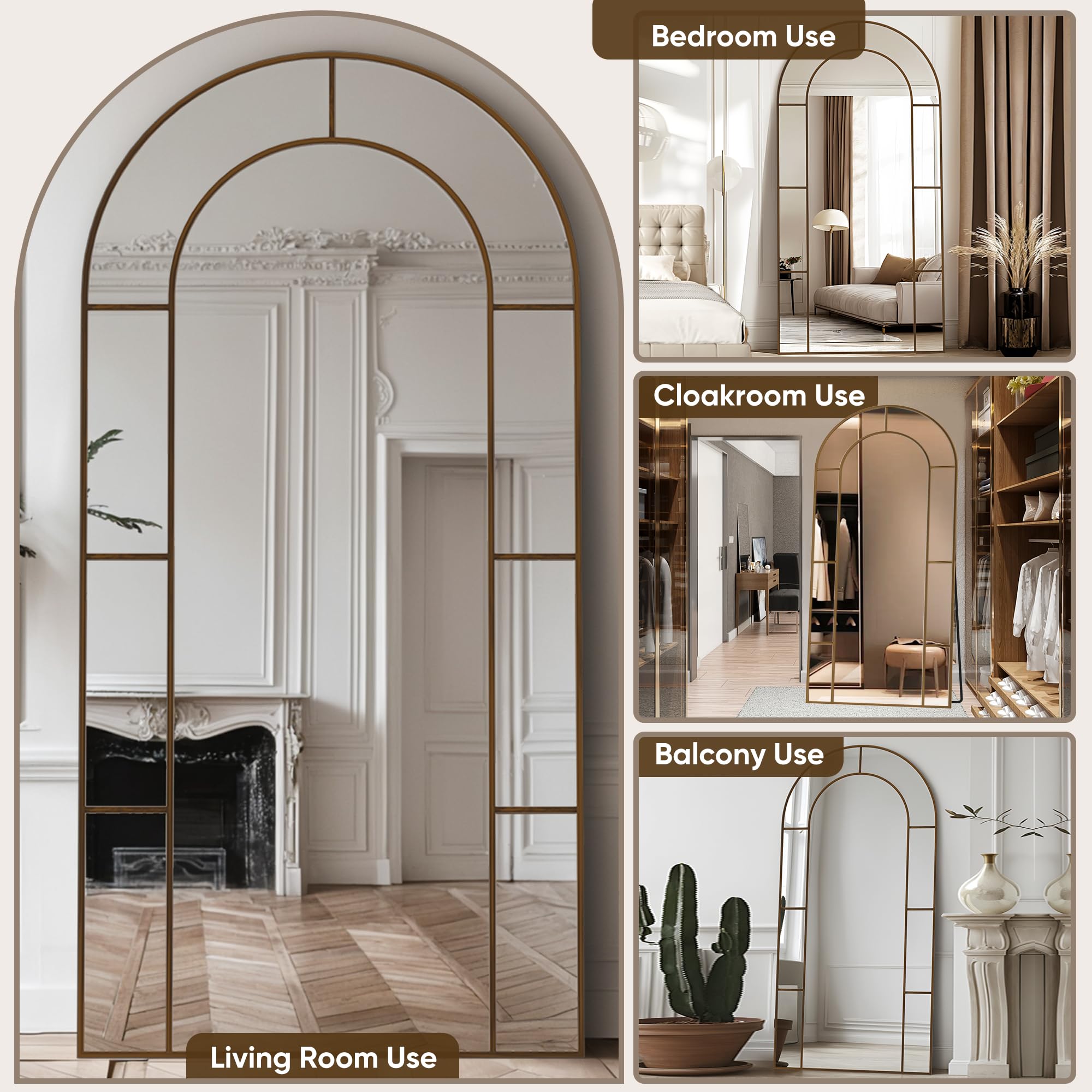 Snapklik.com : Full Length Mirror, Floor Mirror 78" X 38" Arched Window ...