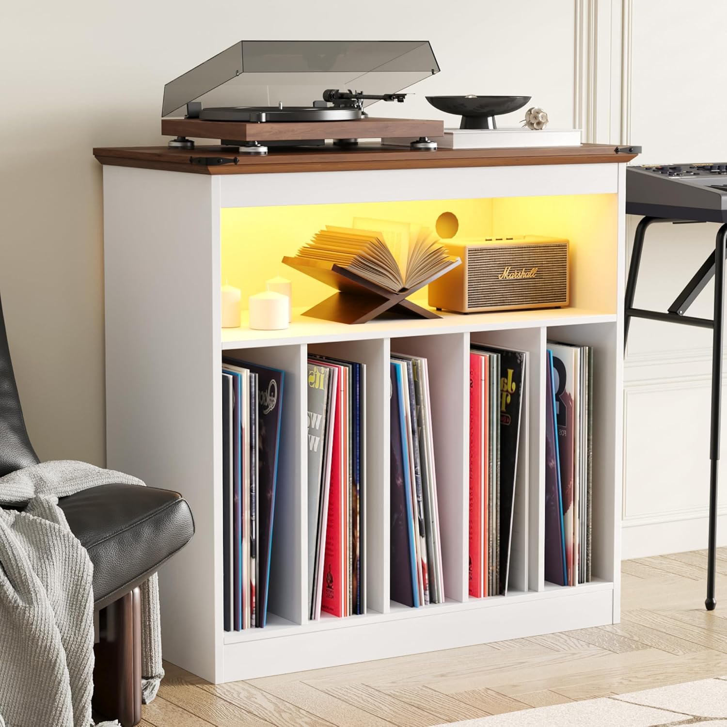 Amazon.com: MHOM Farmhouse Large Record Player Stand with Power Outlets ...