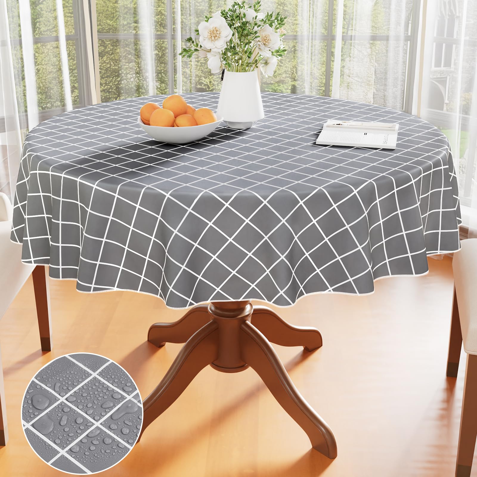 Amazon.com: Spotjoy Round Table Cloth, Waterproof Vinyl Tablecloths ...