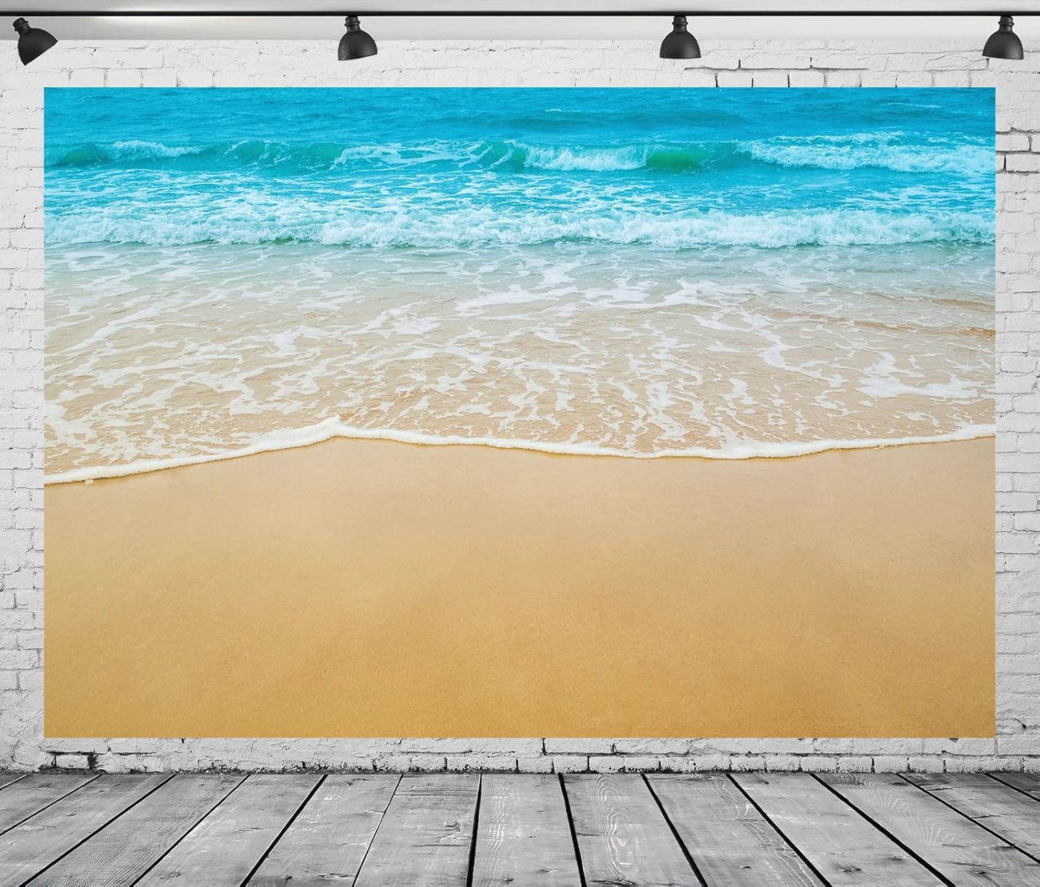 Amazon.com : CORFOTO 8x6ft Fabric Beach Ocean Wave Backdrop Beach Scene ...