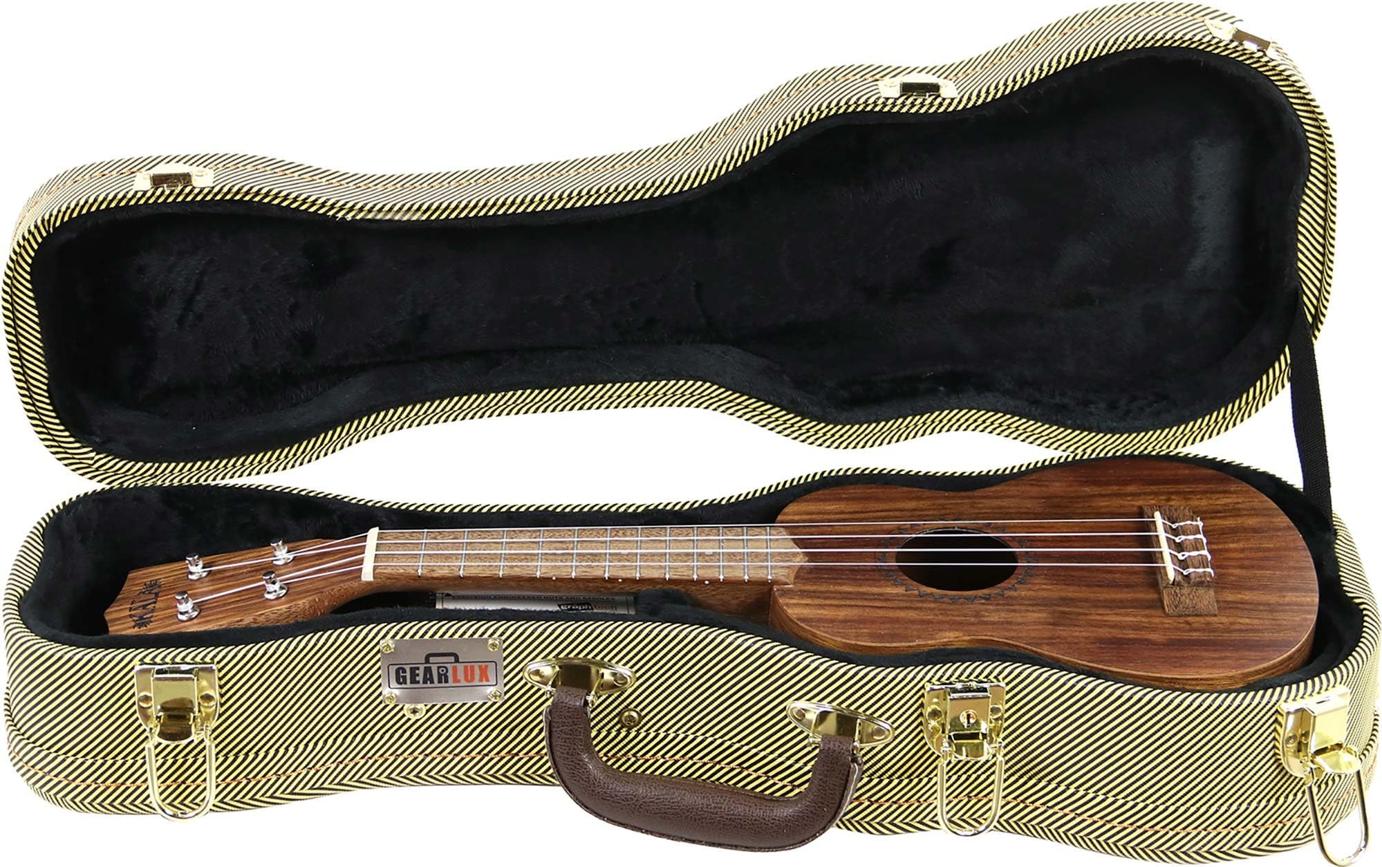 Amazon.com: Gearlux Wooden Soprano Ukulele Case with 3 Locks and Plush ...