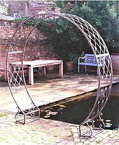 AuraHome Metal Round Arch Lattice Design with Scroll Rustic Effect ...