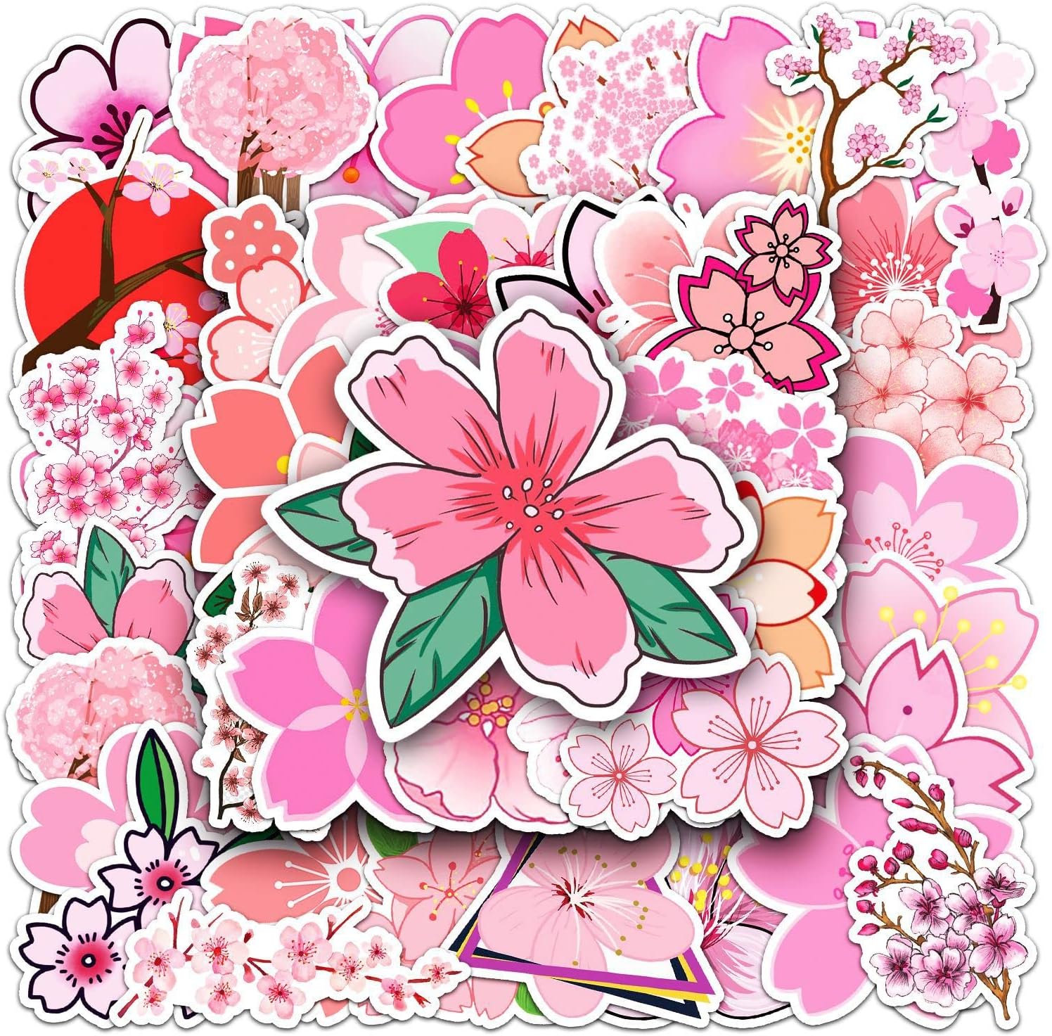 Amazon.com: Flower Stickers,Plants Decals 50 Pcs,Vinyl Waterproof DIY ...