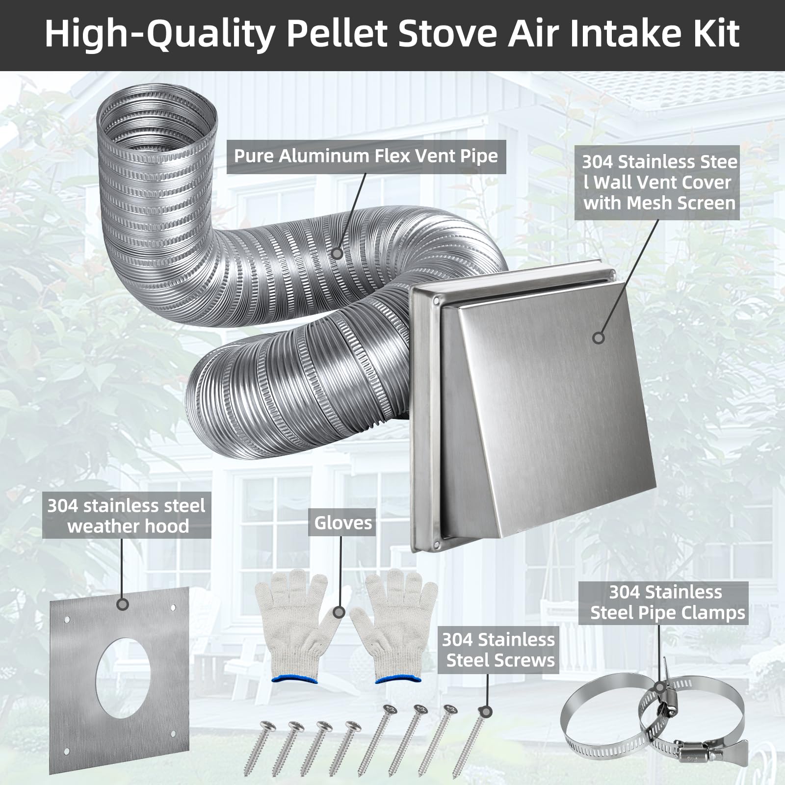 Snapklik.com : Pellet Stove Fresh Air Intake Kit, 2"x 60" Pellet Stove ...