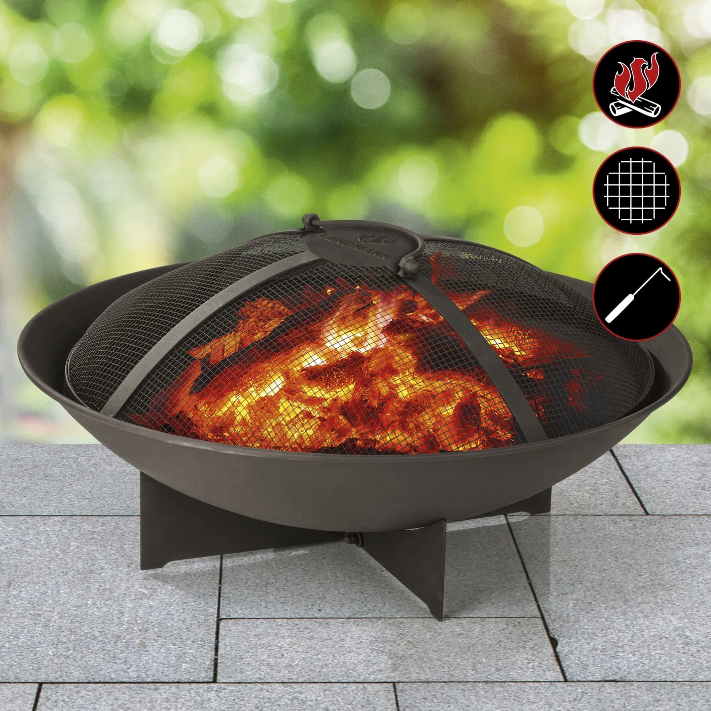 Landman Fire Pits LANDMANN Feuerkorb 44x65cm Schwarz Online Kaufen Bei
