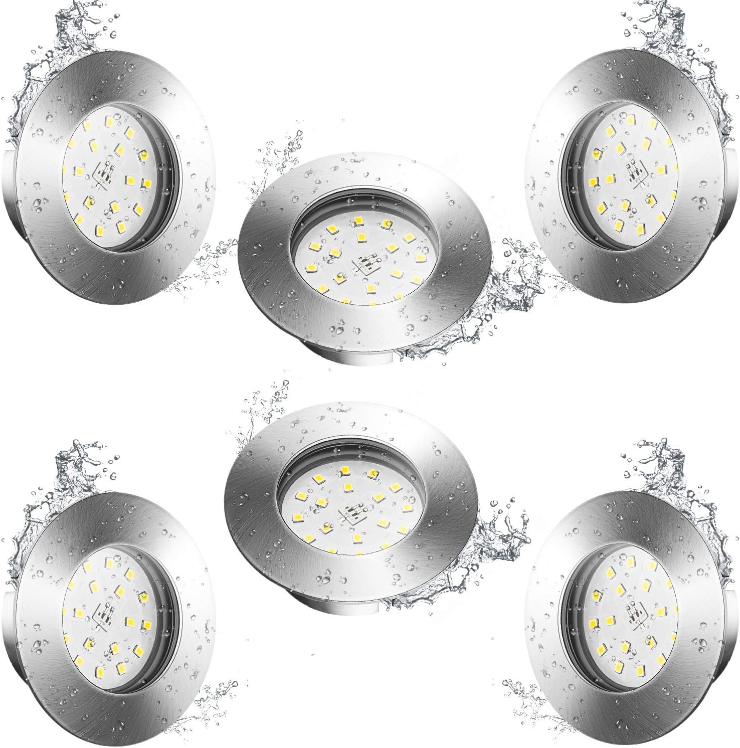 Wowatt 6X LED Bathroom Recessed Ceiling Lights IP44 6W Warm White 2800K ...