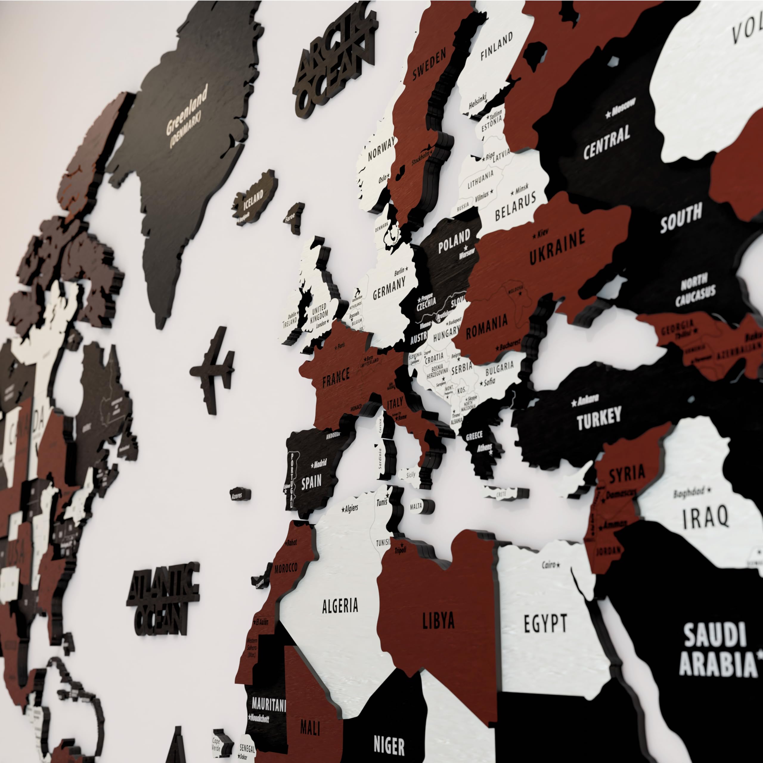 Amazon.com: Colorfull Worlds 3D Wooden World Map Wall Art | Unique Wall ...