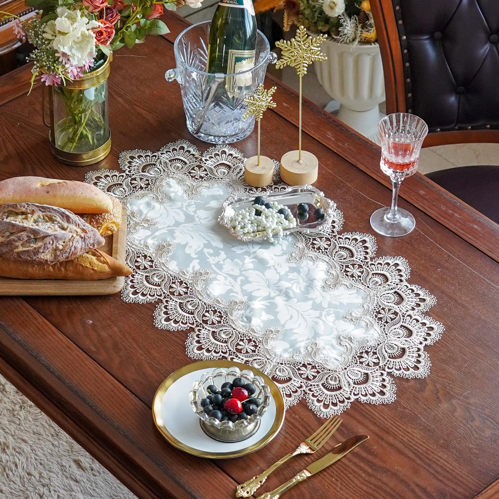 Amazon.com: ARTABLE Lace Doily Placemats Round Lace Place Doilies ...