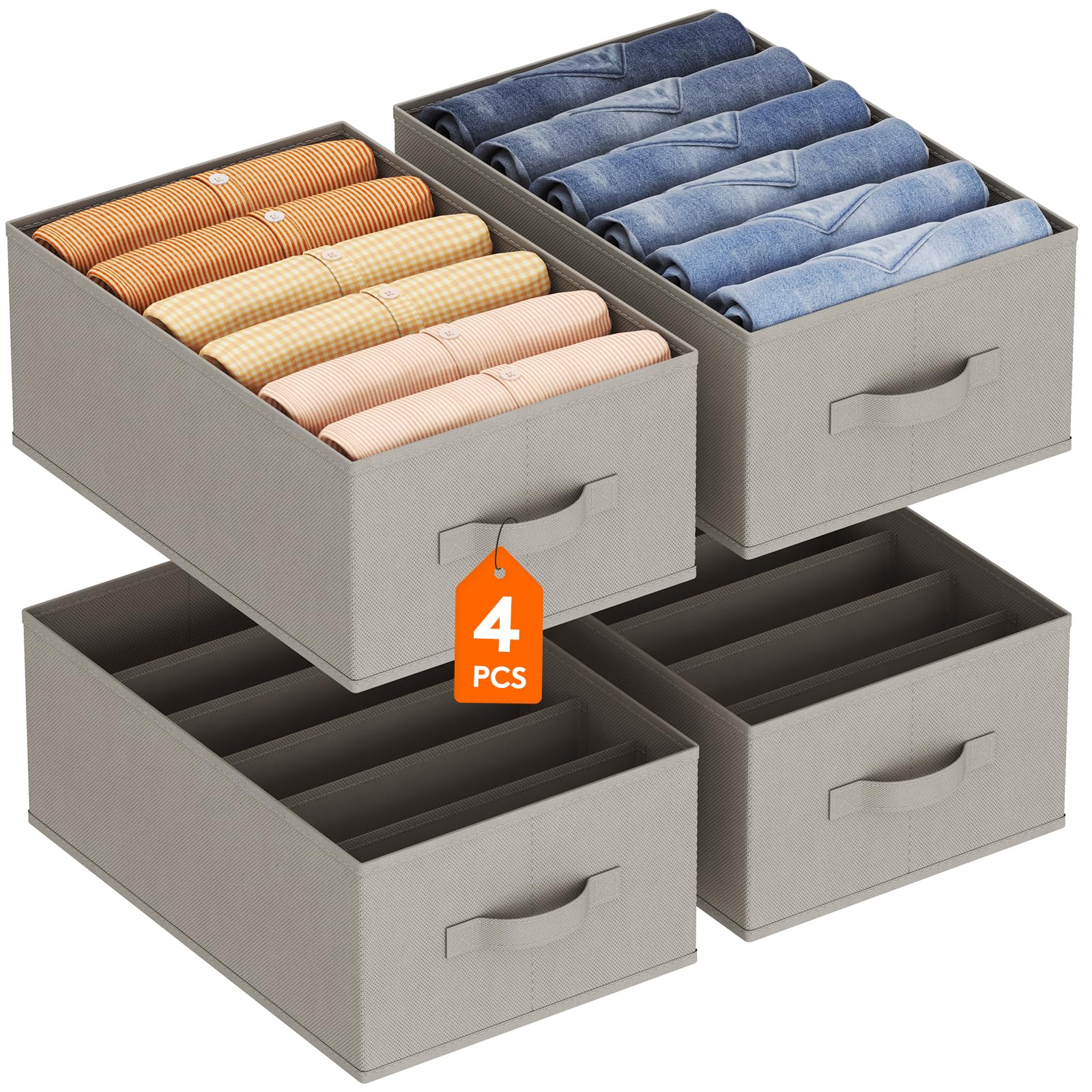 Amazon.com: Lifewit Jeans Pants Storage Organizer with 6 Grids, 4 Pack ...