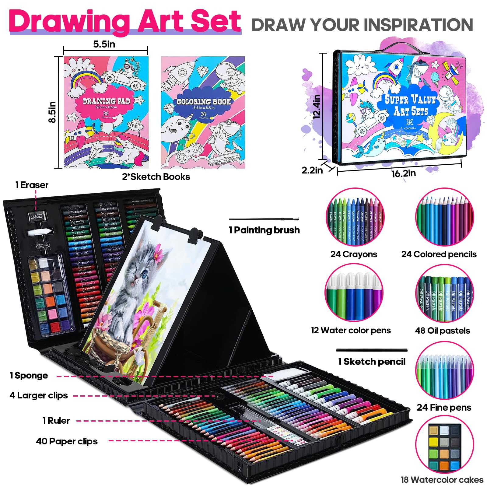 Snapklik.com : 276pc Art Supplies Kit For Kids & Adults - Drawing Easel