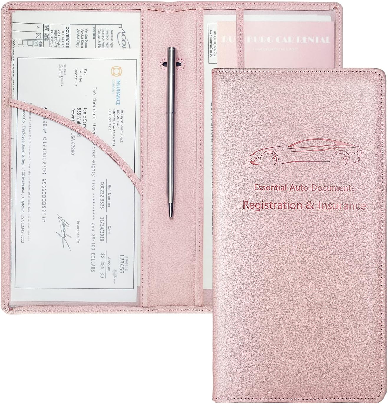 Amazon.com: Yarnic Car Registration and Insurance Holder, Pu Leather ...