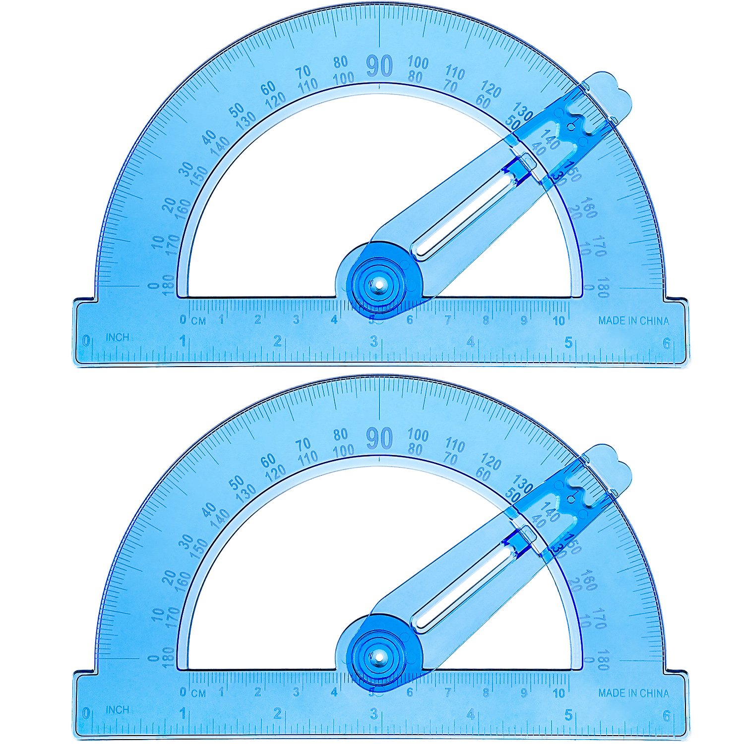 2 Pack Plastic Swing Arm Protractors 6 Inches Clear Protractors ...