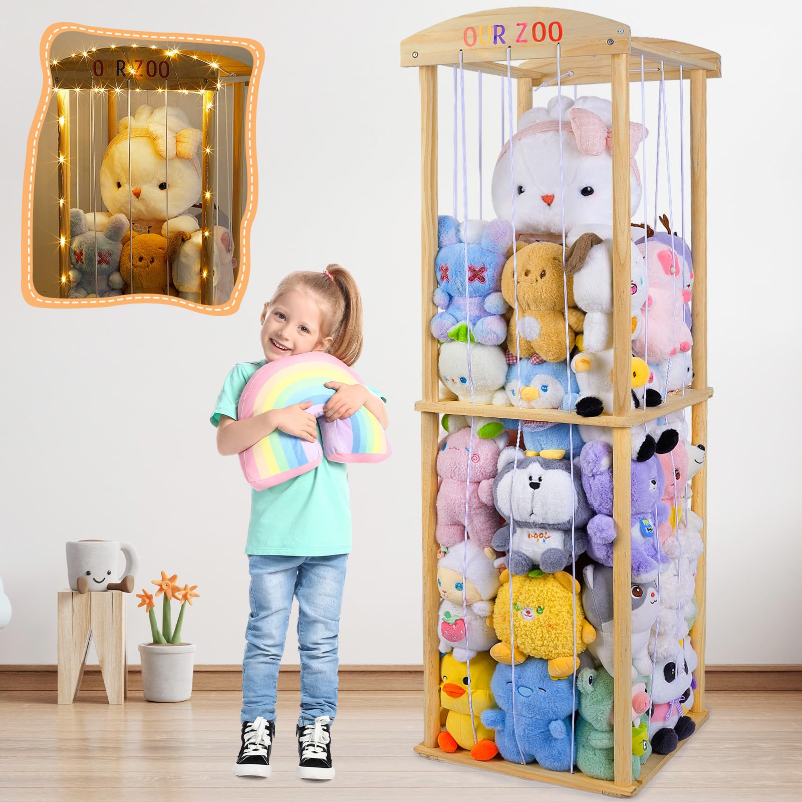 Amazon.com: Basumee Stuffed Animals Storage Zoo with LED Light Large ...