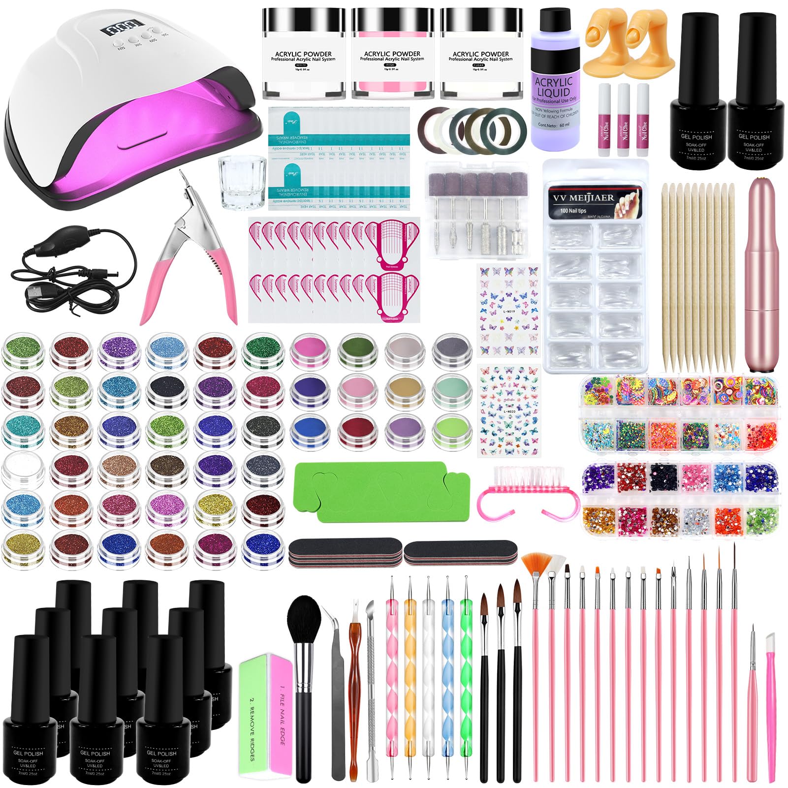 Amazon.com: Acrylic Nail Kit, Glitter Powder and Carving Powder Set ...
