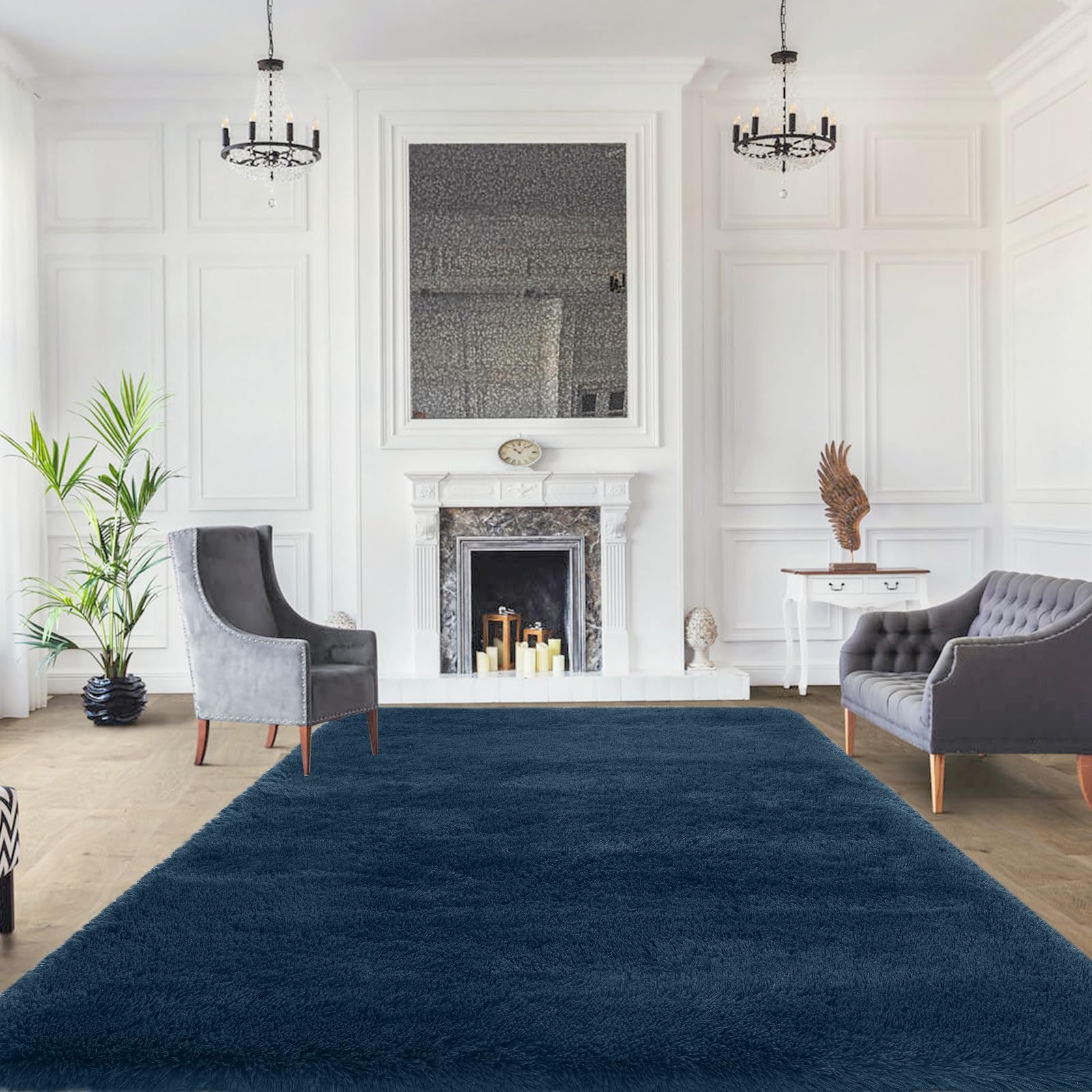 Amazon.com: Area Rug 7x10 Living Room: 7x10 Rugs for Living Room-Navy ...