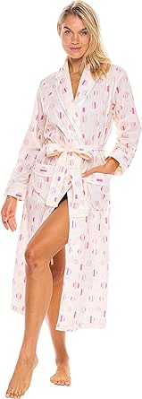 Alexander Del Rossa Women's Lightweight Cotton Robe, Summer Bathrobe ...