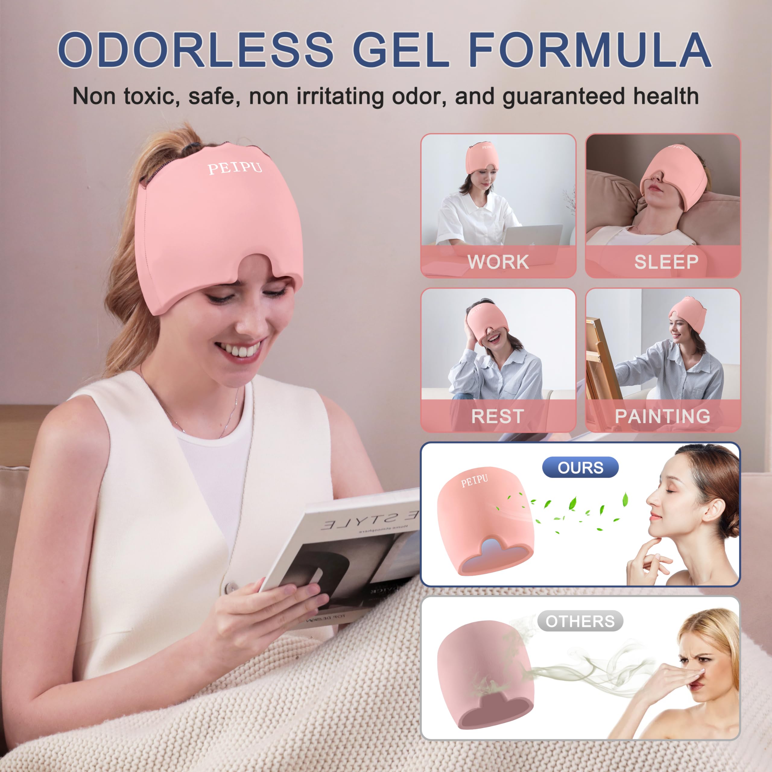 Snapklik.com : Migraine Relief Cap, Soothing Headache Ice Pack, Cooling ...
