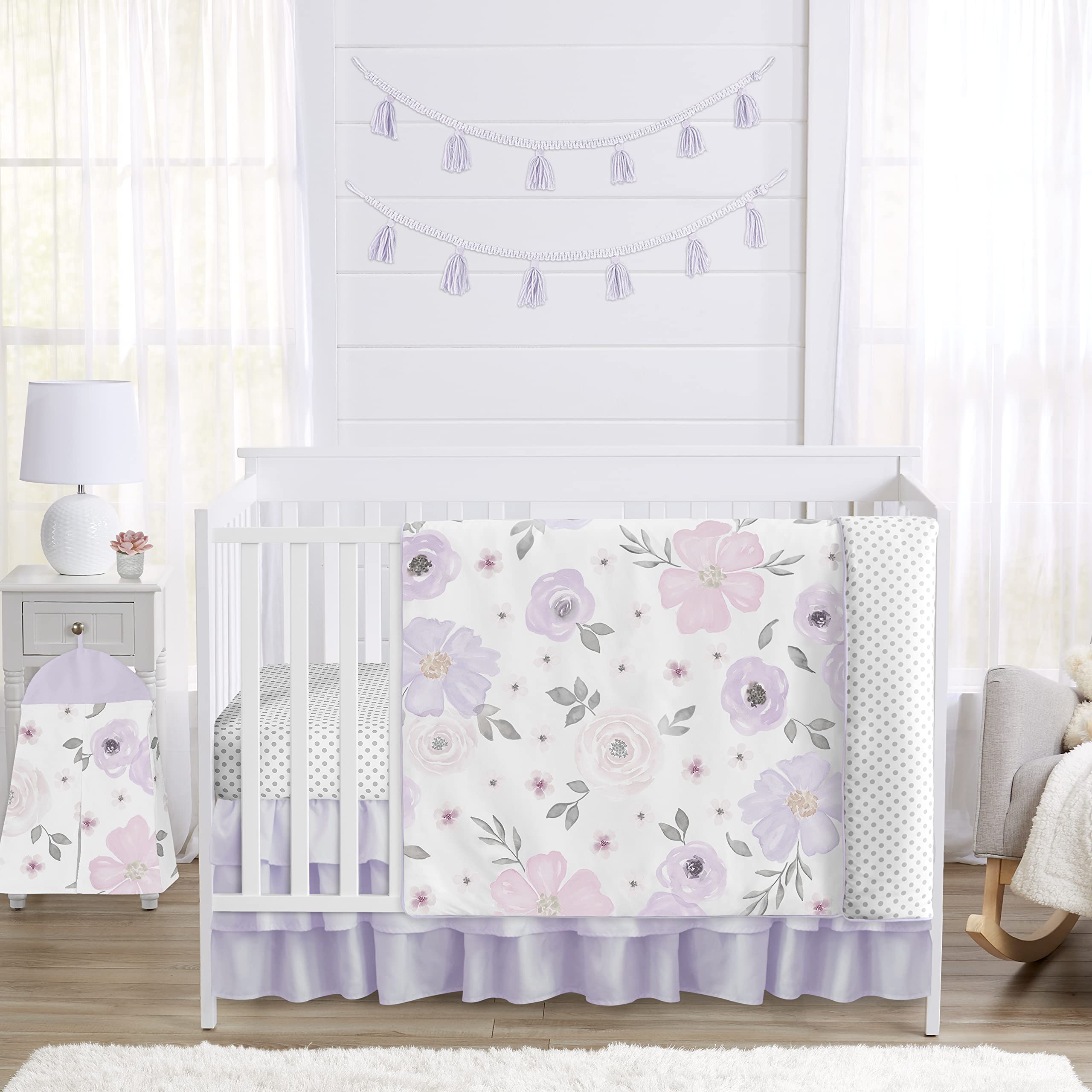 Lavender and grey crib bedding online
