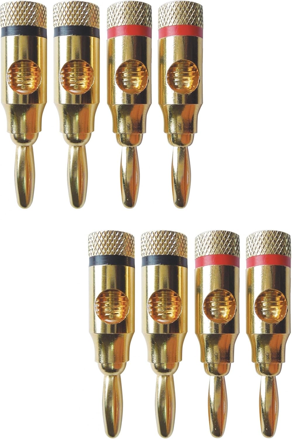 AudioPro Gold Plated 4mm Banana Plugs Pack of 8 4x Red & 4x Black ~ for ...
