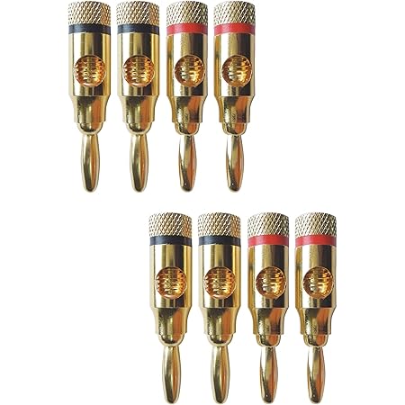 electrosmart 2 Pair of 4mm Gold Plated Banana Plugs for HiFi Speakers ...
