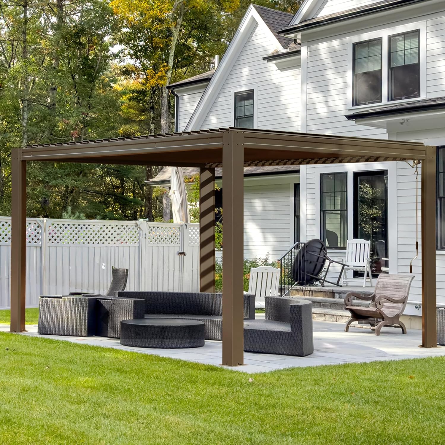 Amazon.com: Domi Louvered Pergola 10X13FT, Aluminum Pergola with ...